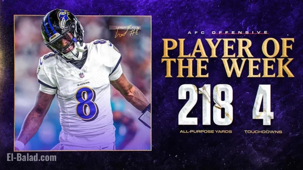 Lamar Jackson Wins AFC Offensive Player of the Week Award - El-Balad.com