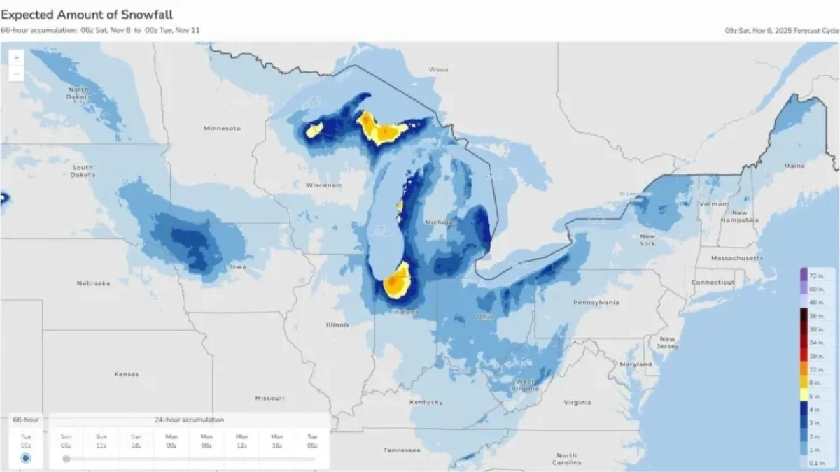 Michigan Snowfall Forecast: Color-Coded Map Reveals Monday’s Expected ...