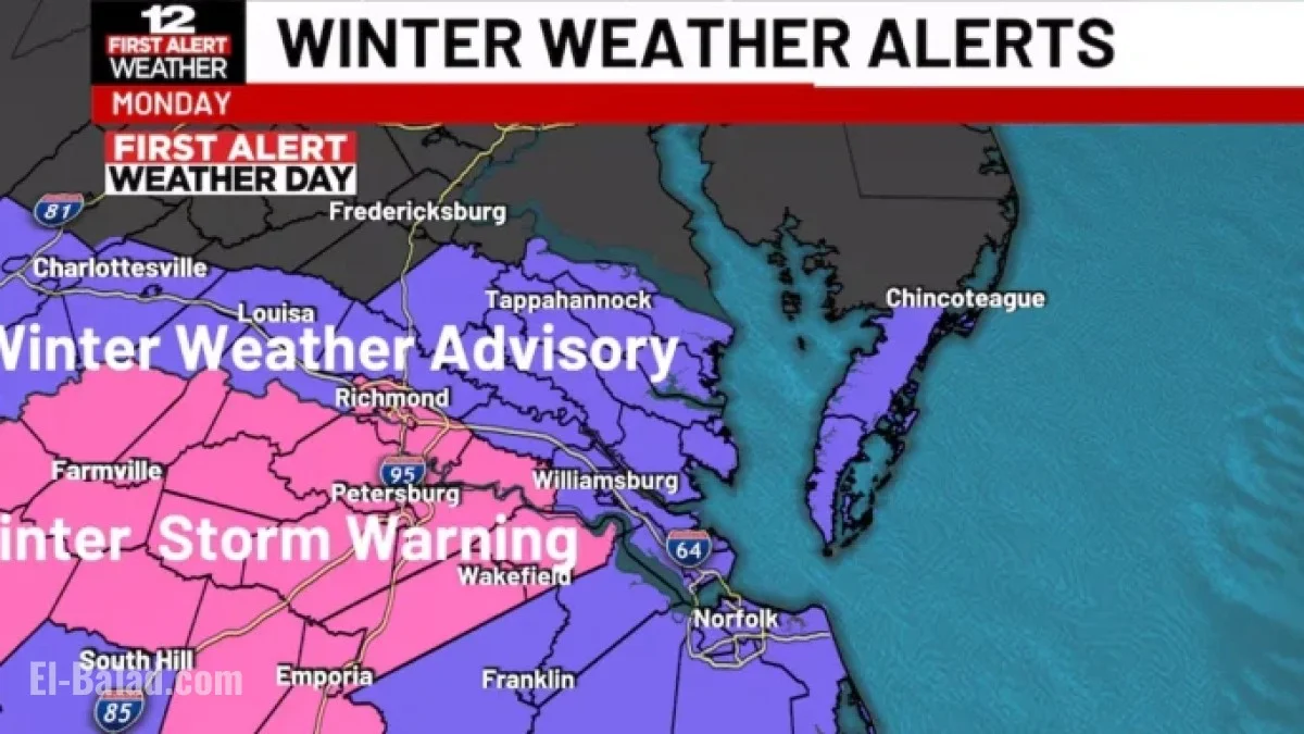 Monday Snow Storm Prompts First Alert Weather Warning - El-Balad.com